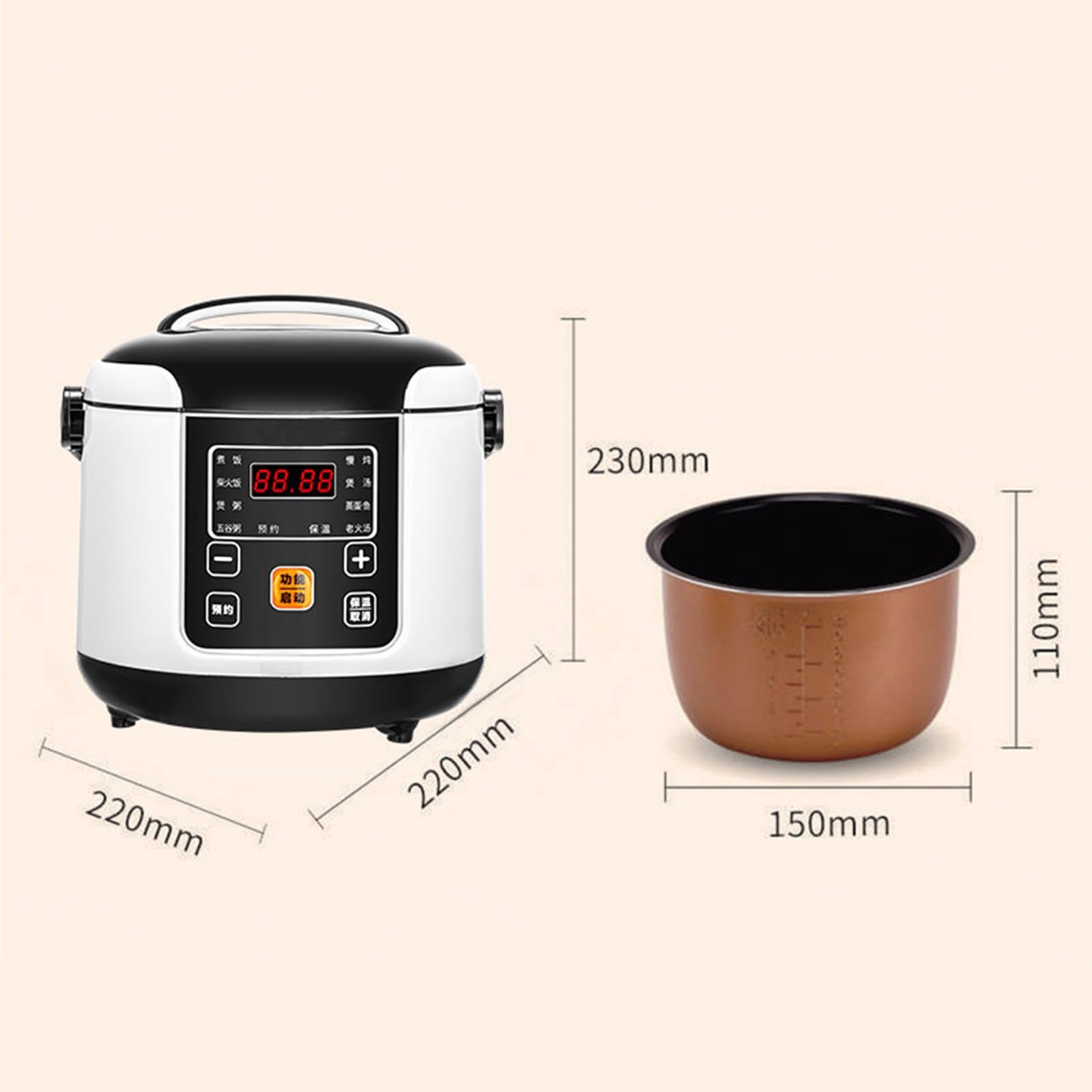 Generic Rice Cooker for Car Travel Rice Cooker 2L Multifunction Small with Steaming Tray Vehicle RV Trip Electric Rice Cooker, 24V for Trunks, 22cmx22cmx23cm