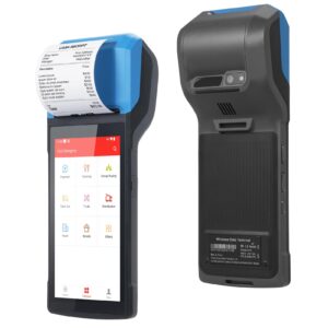 Bisofice 4G Handheld PDA POS Android 13.0 Receipt Printer 2GB+16GB, Camera 5M, 1D 2D Barcode Scanner, Wifi/Gps/BT/4G Full Network Connection, 5" Touchscreen 58mm Width Thermal Label Printing