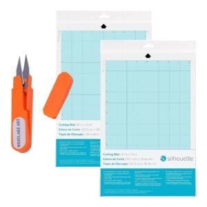 silhouette america cutting mat portrait – medium size crafting cutting mat with durable adhesive surface, includes westlake art embroidery scissors – easy-to-use with grid lines [pack of 2]