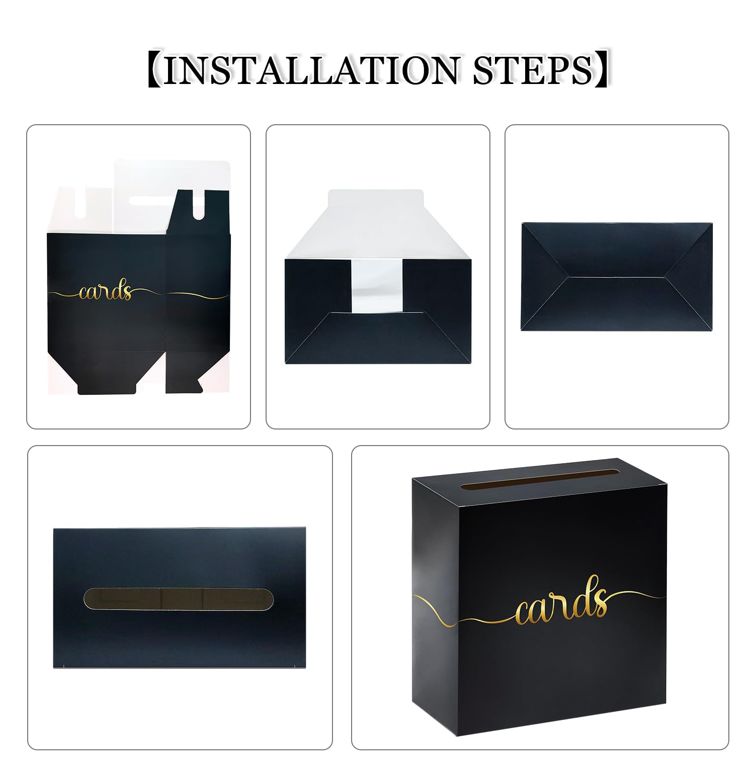 SietDESEO Black and Gold Card Box for Party Envelope Box Money Card Box Gift Card Box Holder for Wedding Reception Baby Shower Birthday Card Box