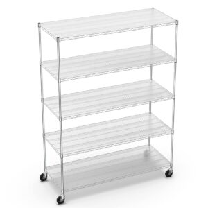 ufurpie 5 tier wire shelving unit 7500lbs capacity nsf metal shelf, heavy duty adjustable shelf liners storage rack for commercial grade utility steel rolling shelving, 82" h x 60" l x 24" d