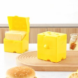 CREHNIL Cow Cheese Slice Holder Storage Container For Refrigerator Sliced Shredded Keeper Containers For Fridge (Yellow)