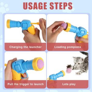 31Pcs Cat Ball Toy Launcher Gun, Cat Balls Fetch Toy, 30Pcs Plush Fuzzy Balls Launcher Cat Toy for Cats with 1 Gun, Funny Interactive Cat Toys for Bored Indoor Adult Cats, Cute Kitten Kitty Toys