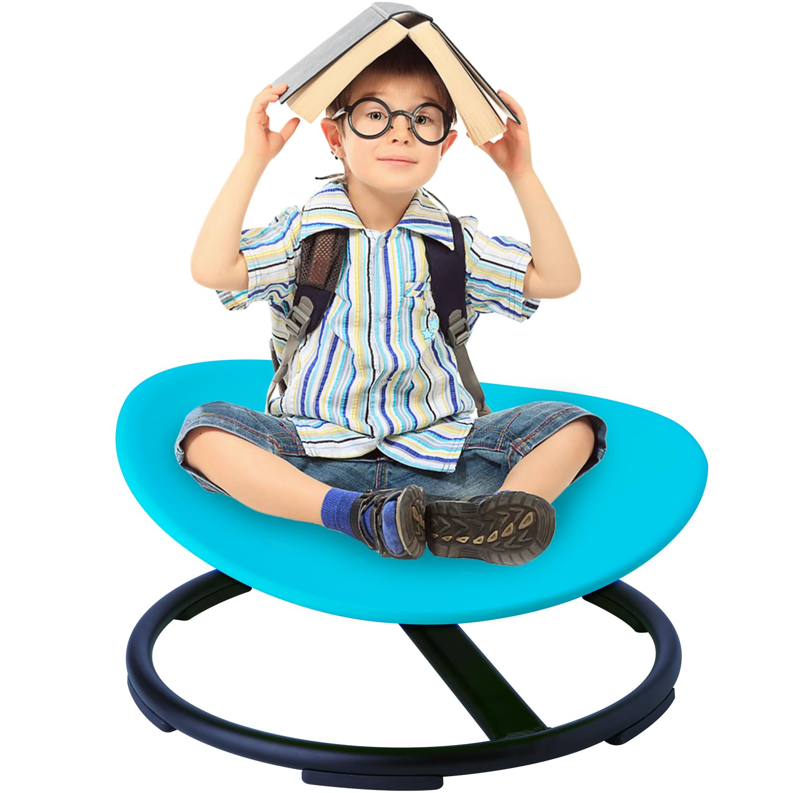 LulliSpace Kids Swivel Chair,Sensory Spinning Chair for Kids,Body Sensory Toy Chair,Autism Children's Chair, Boost Balance and Coordination in Kids,Metal Base Chair,Non-Slip