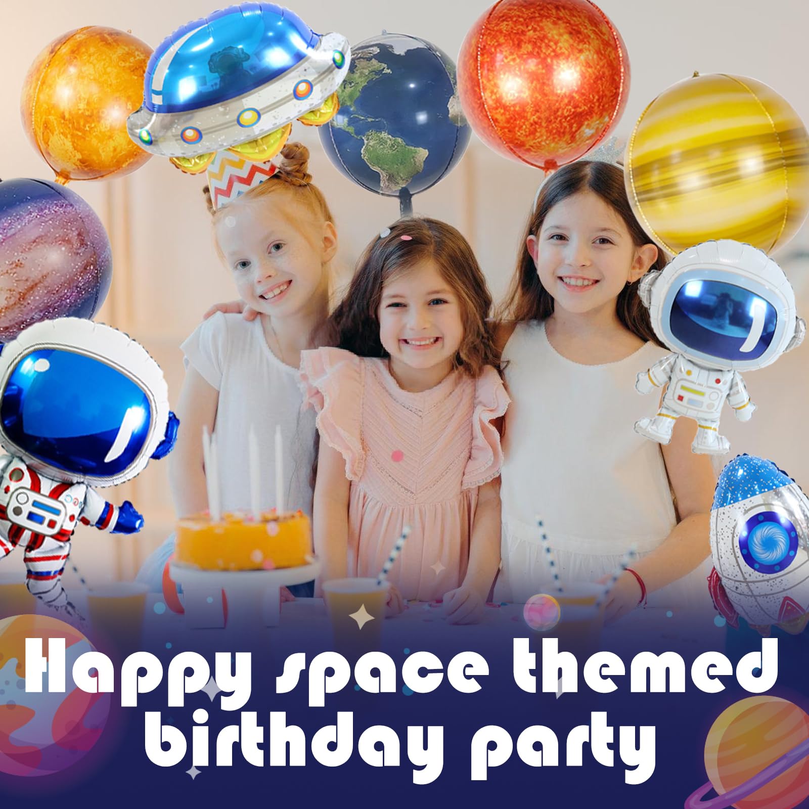 16 Pcs Galaxy Space Balloons,Space Themed Party Decorations,Solar Eclipse Balloons Rocket Spaceship Astronaut Planet Balloons Set for Kids Space Birthday Party Supplies Baby Shower Decorations