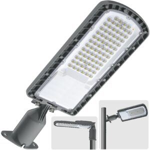 led parking lot lights outdoor: 150w dusk to dawn parking lot light with photocell, ip65 waterproof 6500k 21000lm super bright outdoor commercial area lighting street lights for sport, barn, roadway