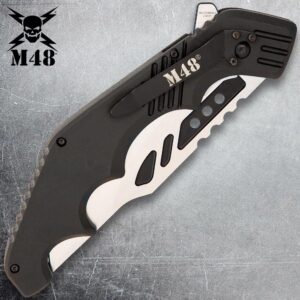 M48 Warthawg Pocket Knife | D2 Tool Steel Blade | Ball Bearing Opening | Pocket Clip | Injection-Molded Nylon Handle | Closed Length 6.75”