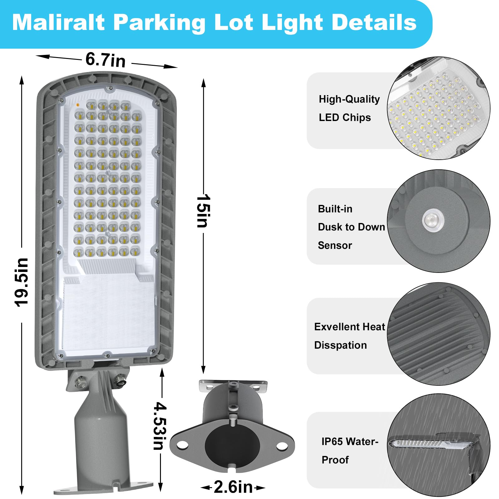 LED Parking Lot Lights Outdoor: 150W Dusk to Dawn Parking Lot Light with Photocell, IP65 Waterproof 6500K 21000LM Super Bright Outdoor Commercial Area Lighting Street Lights for Sport, Barn, Roadway