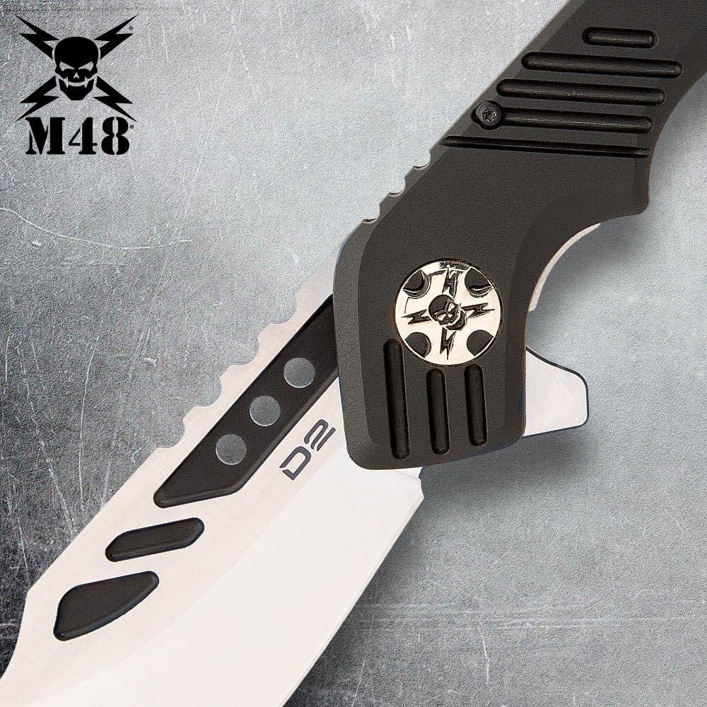 M48 Warthawg Pocket Knife | D2 Tool Steel Blade | Ball Bearing Opening | Pocket Clip | Injection-Molded Nylon Handle | Closed Length 6.75”