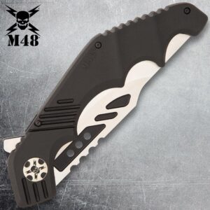 M48 Warthawg Pocket Knife | D2 Tool Steel Blade | Ball Bearing Opening | Pocket Clip | Injection-Molded Nylon Handle | Closed Length 6.75”