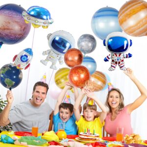 16 Pcs Galaxy Space Balloons,Space Themed Party Decorations,Solar Eclipse Balloons Rocket Spaceship Astronaut Planet Balloons Set for Kids Space Birthday Party Supplies Baby Shower Decorations