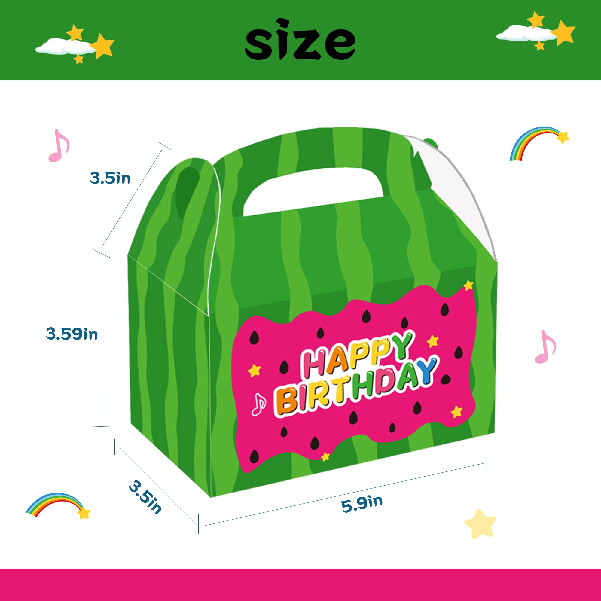 WEGYMER Watermelon Party Candy Boxes 16Pcs Cartoon Melon Birthday Party Supplies Goodie Bags for Watermelon Theme Birthday Decorations CocoBaby Shower Party Supplies