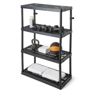 Gracious Living 4 Shelf Fixed Height Ventilated Heavy Duty Storage Unit 18 x 36 x 54.5 Organizer System for Home, Garage, Basement, & Laundry, Black