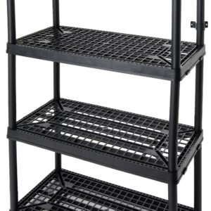 Gracious Living 4 Shelf Fixed Height Ventilated Heavy Duty Storage Unit 18 x 36 x 54.5 Organizer System for Home, Garage, Basement, & Laundry, Black