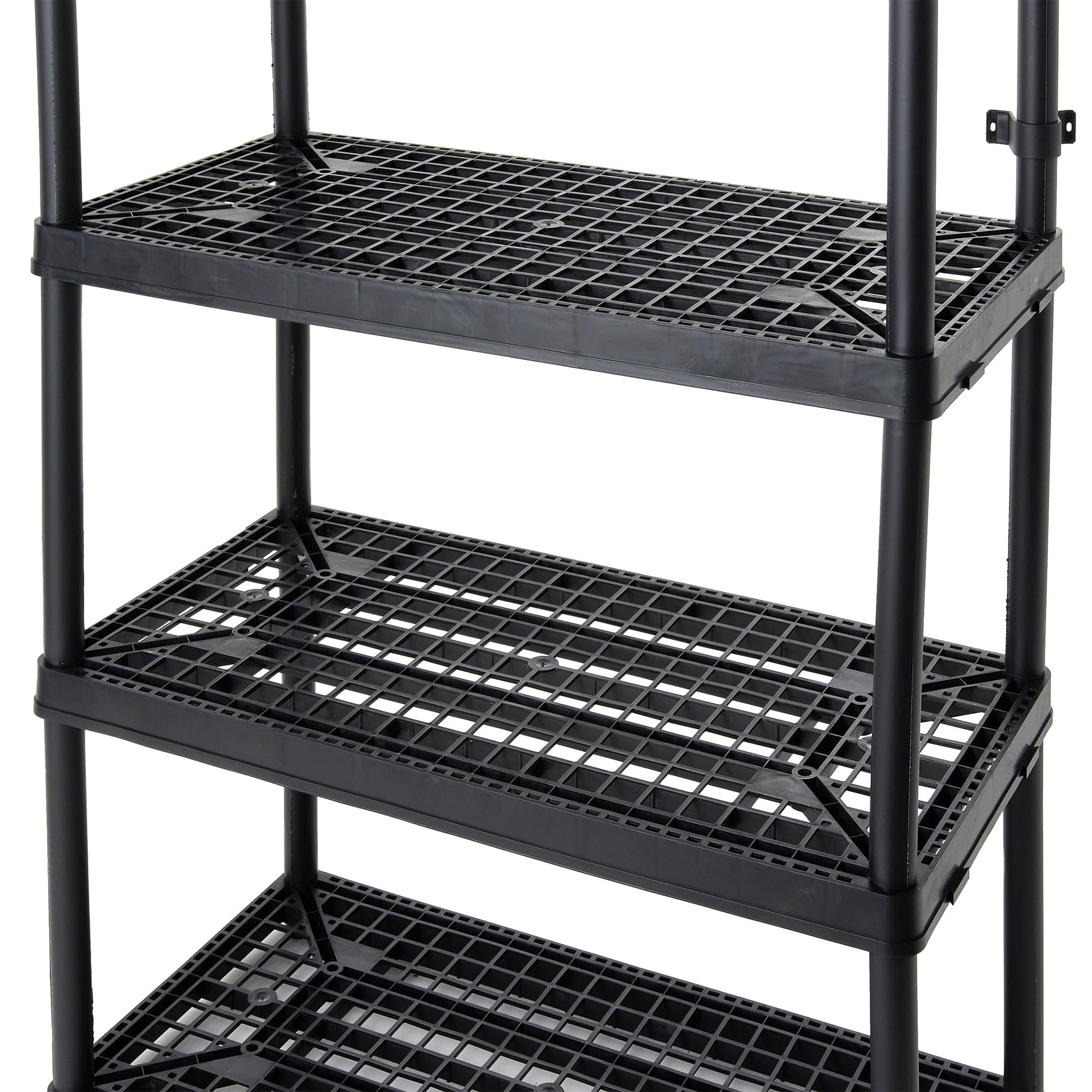 Gracious Living 4 Shelf Fixed Height Ventilated Heavy Duty Storage Unit 18 x 36 x 54.5 Organizer System for Home, Garage, Basement, & Laundry, Black