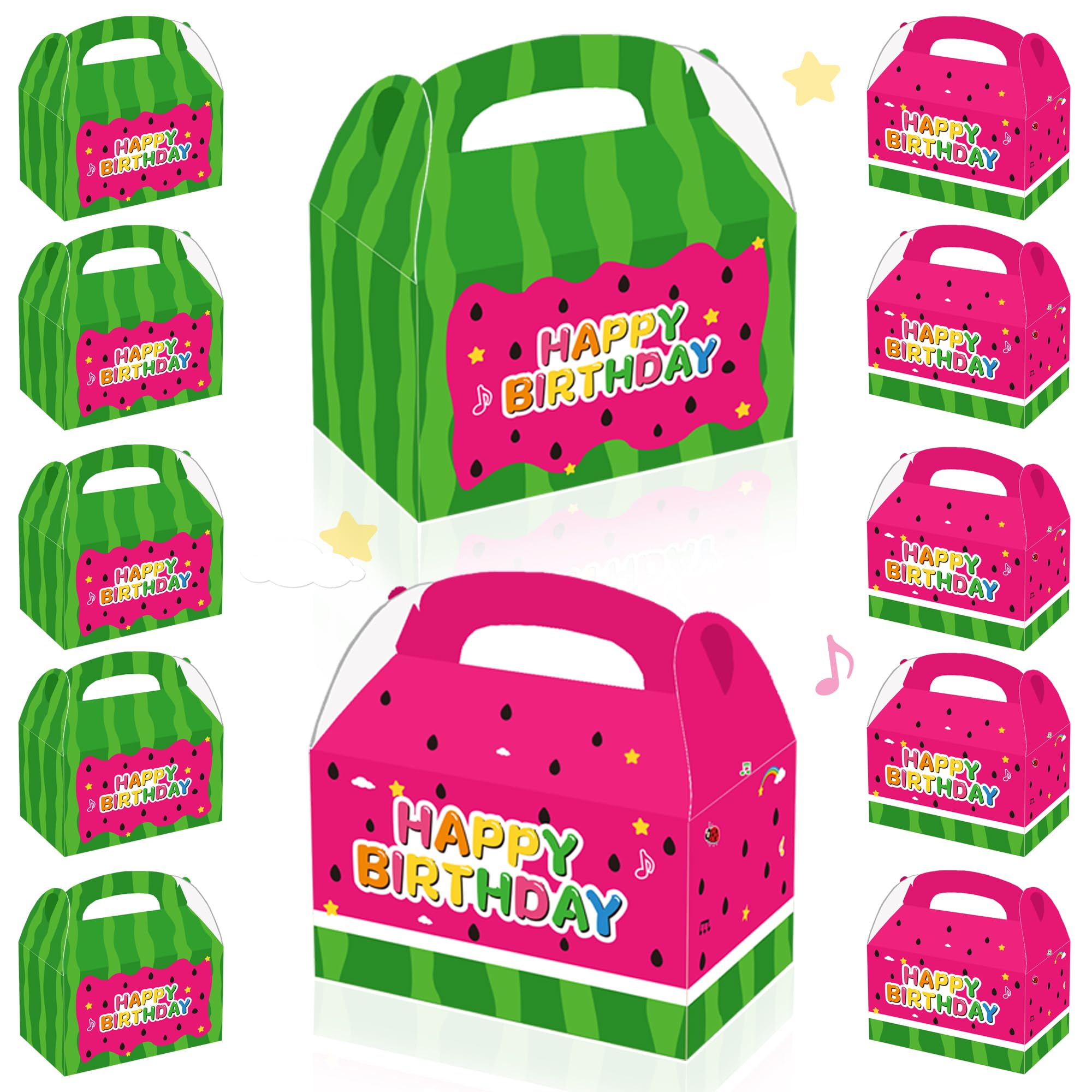 WEGYMER Watermelon Party Candy Boxes 16Pcs Cartoon Melon Birthday Party Supplies Goodie Bags for Watermelon Theme Birthday Decorations CocoBaby Shower Party Supplies