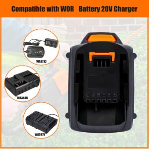 Cruruakku Battery Replacement for WOR Battery 20V and Battery Charger for 20 Volt Lithium Battery WA3520 WA3525 WA3575 WG151s WG155s WG251s WG255s WG540s WG545s WG890 WG891