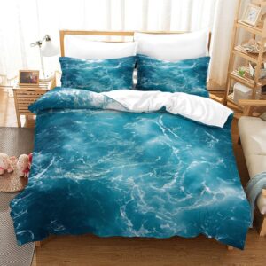 ergtt ocean 3d printed blue duvet cover for boys girls quilt cover comforter covers with zipper closure with pillow cases soft microfiber bedding set 3 pieces queen（228x228cm）