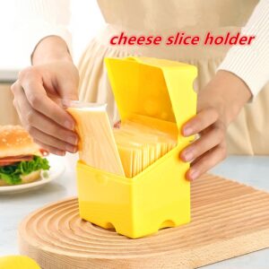 CREHNIL Cow Cheese Slice Holder Storage Container For Refrigerator Sliced Shredded Keeper Containers For Fridge (Yellow)