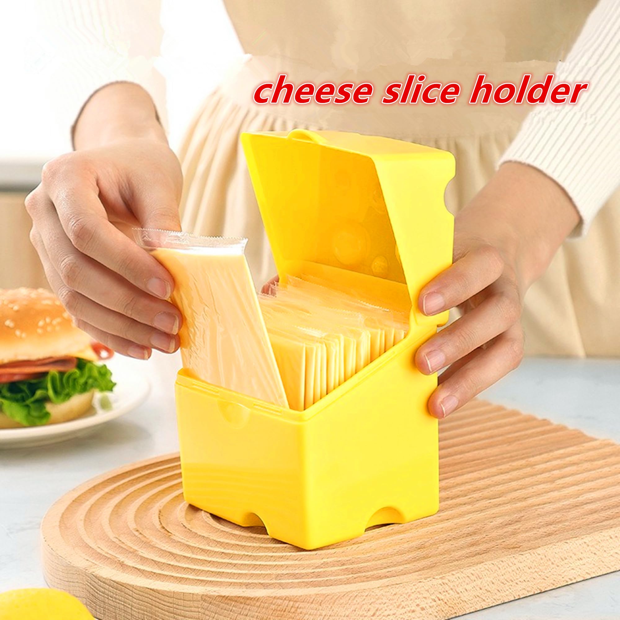 CREHNIL Cow Cheese Slice Holder Storage Container For Refrigerator Sliced Shredded Keeper Containers For Fridge (Yellow)