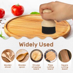 DEBETOOL Cutting Board Oil & Wax Applicator with Lid, Food Grade Mineral Oil & Wax Applicator for Wooden Cutting Board - Natural Bamboo Applicator for Butcher Blocks, Spatula，Spoon and Utensils