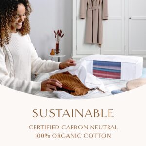 Hayden Hill Luxury Organic Cotton Sweater & Blanket Storage Bag - 20" Fits 9 Cashmere Sweaters or 2 Blankets - Moth Proof Garment Bag - Clothes Organizer With Zipper - Certified Carbon Neutral