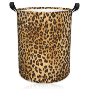 naqiuli laundry basket leopard laundry hamper large laundry basket storage basket tote bag collapsible organizer basket for bathroom,laundry,bedroom 17.3 x16.5 inch