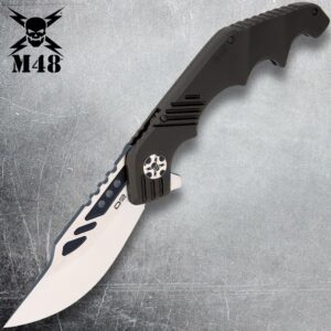 M48 Warthawg Pocket Knife | D2 Tool Steel Blade | Ball Bearing Opening | Pocket Clip | Injection-Molded Nylon Handle | Closed Length 6.75”