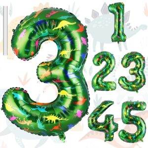 Lunmon 40 Inch Dinosaur Number Large Balloon 40 Inch Dinosaur Birthday Balloons Supplies Large Green Balloon Dinosaur Theme Balloons for Birthday Party Baby Shower (Number 3)