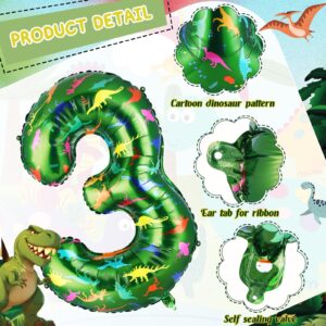 Lunmon 40 Inch Dinosaur Number Large Balloon 40 Inch Dinosaur Birthday Balloons Supplies Large Green Balloon Dinosaur Theme Balloons for Birthday Party Baby Shower (Number 3)