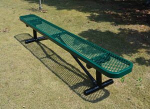 lifeyard 8' park bench, outdoor steel bench, expanded metal (w/o backrest)