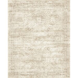 Soalmost Washable Area Rug 8x10, Large Soft Rugs for Living Room Vintage Beige Rug 8x10 Area Rugs for Bedroom Dining Room Non-Slip Stain Resistant Under Table Rug