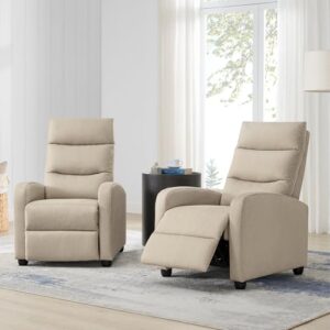 KISLOT Recliner Chair for Adults Push Back Armchair Home Theater Seating with Lumbar Support Single Sofa for Living Room,Beige(Fabric)