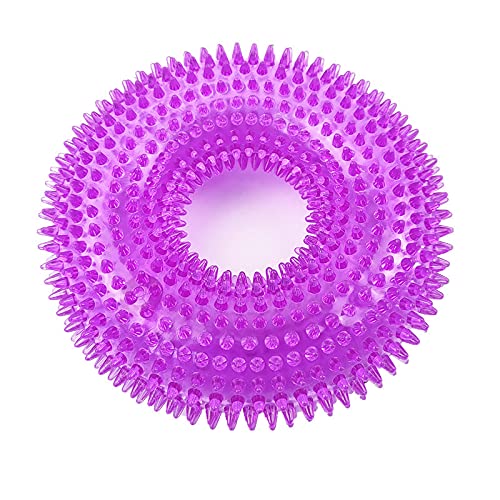 NIAOSANM Dog Squeaky Chew Toys for Aggressive Chewers Dental Teething Cleaning (Non-Toxic Soft Natural Rubber), Cute Crystal Ring Design -4.92 inches (Purple)