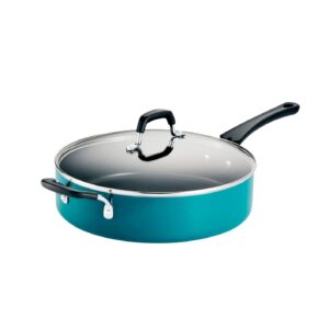 Tramontina 5.5 Qt Covered Nonstick Saute Pan Whith Glass Lid Jumbo Cooker, Premium long-lasting PFOA-free Teflon Profile nonstick coating., Teal