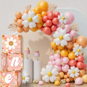 Tewess One Groovy Babe Birthday Party Decorations Balloon Boxes, 3Pcs Boho Groovy 1st Theme Birthday Balloon Boxes for Girl Hippie Daisy Flower Rainbow First Birthday Party Supplies