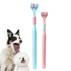 knockconk three sided dog toothbrush kit, 2 size dog toothbrush for adult puppy with small soft head, pet teeth deep clean dense brush, safe and effective oral care, small dog tooth cleaning