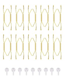 uvapek 10 pack plate hangers for wall, 4 inch heavy duty stainless steel decorative invisible wire wall plate hangers with 10pack wall hooks,compatible 4 to 5 inch for antique plates and arts, gold