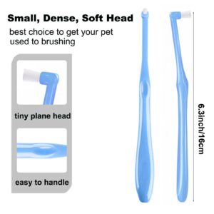 KnocKconK Three Sided Dog Toothbrush Kit, 2 Size Dog Toothbrush for Adult Puppy with Small Soft Head, Pet Teeth Deep Clean Dense Brush, Small Dog Tooth Cleaning (Blue+Pink, cat Toothbrush)