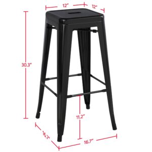 Yaheetech 30'' Metal Bar Stools 4PCS Bar Height Barstools Stackable Bar Chairs for Bistro/Patio/Cafe/Restaurant/Dining Room/Kitchen, Black