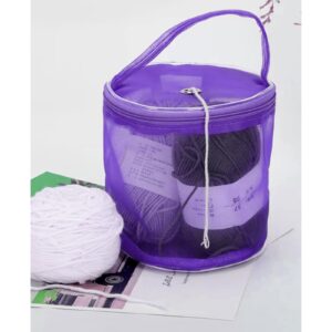 yueton 1PCS Mesh Yarn Storage Bag Circular Yarn Storage Box Wool Storage Bucket Weaving Tool Storage Basket for Sewing Accessories Yarn Weaving Tools