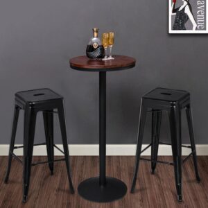 Yaheetech 30'' Metal Bar Stools 4PCS Bar Height Barstools Stackable Bar Chairs for Bistro/Patio/Cafe/Restaurant/Dining Room/Kitchen, Black