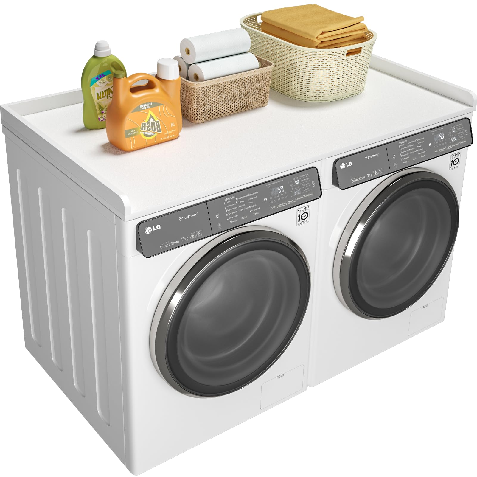 Ulif Over Washer Dryer Countertop, Melamine Matte Surface for Laundry Storage and Organization, Whole Piece of Laundry Room Countertop, 27.5" W x 54" L x 2.6" H, White