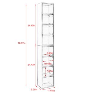 Taikonaut 8 Tier Media Tower Shelf, Adjustable Bookshelf, CD DVD Slim Organizer with Adjustable Shelves, Home Office Bookshelf, Multifunctional Bookshelf, Living Room, Bedroom (Black)