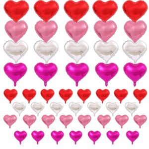 50 pcs heart balloon 20 pcs 10 inch heart foil balloon 30 pcs 5 inch mini balloon for wedding bridal shower anniversary valentines day engagement marriage party decorations supplies