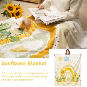 Sending Sunshine Gift, Get Well Soon Gifts Basket for Women,8Pcs Sunflower Gifts Box, Unique Holiday Gifts Basket with Inspirational Blanket Candle for Women, Her, Mom, Wife, Sister,Teacher