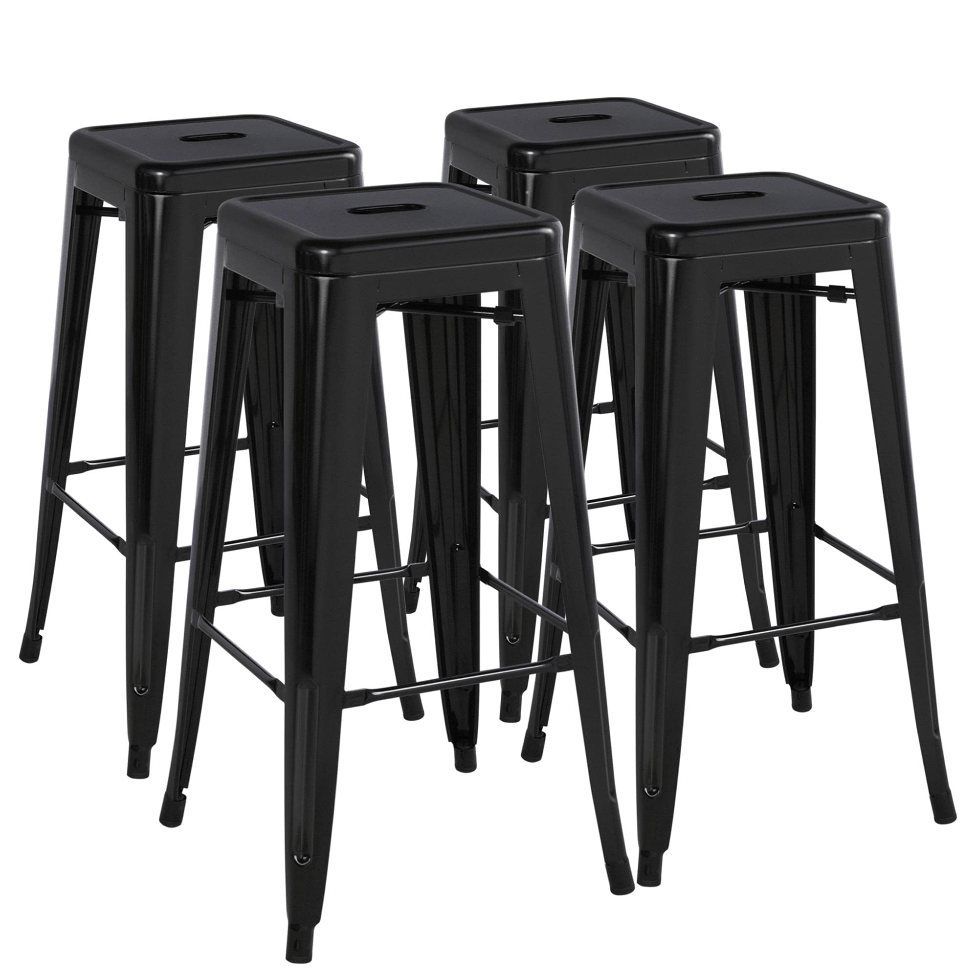 Yaheetech 30'' Metal Bar Stools 4PCS Bar Height Barstools Stackable Bar Chairs for Bistro/Patio/Cafe/Restaurant/Dining Room/Kitchen, Black