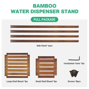 Natural Bamboo Water Dispenser Stand (30" Hight-8" Wide), New Upgrade 5 Gallon Water Jug Stand for 1-5 Gallon Water Dispensers, Water Dispenser Floor Stand for Kitchen, Living Room, Office, etc.