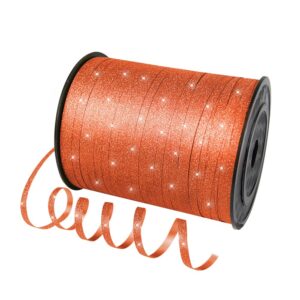 quhora 500 yards sparkle orange curling ribbon for gift wrapping, 1/5 inch wide balloon ribbon string for florist flower, crafts, wreaths, bows making, birthday party, wedding