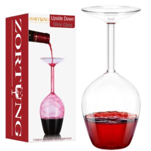 zortung upside down wine glass unique cute fancy and funny red and white long stem wine glasses fun and cool wine gift for women or men for birthday and holidays and for party or wedding 14 fl oz